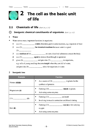 Biology S3 Introducing biology - F3 Biology Notes 1. Characteristics of ...