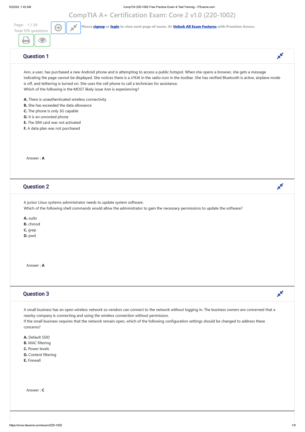Corrected CORE 2 Q AND Answer - CompTIA A+ Certification Exam: Core 2 ...