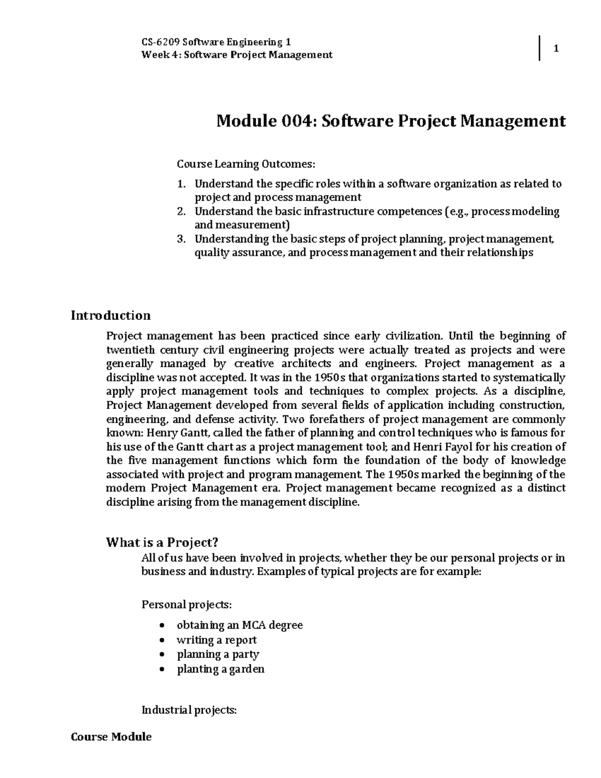 W4 - Software Project Management - Week 4: Software Project Management ...