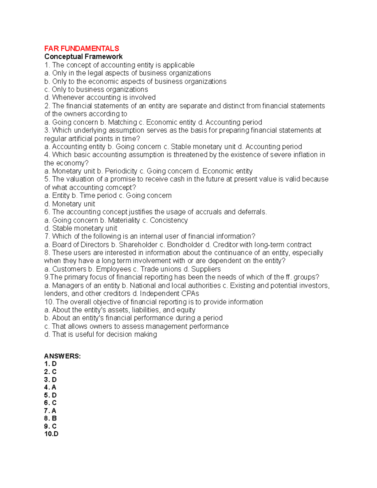 FAR Fundamentals Questions and Answers (10) - FAR FUNDAMENTALS ...