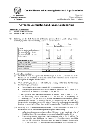 Forecasting - Advanced Financial Reporting - Studocu