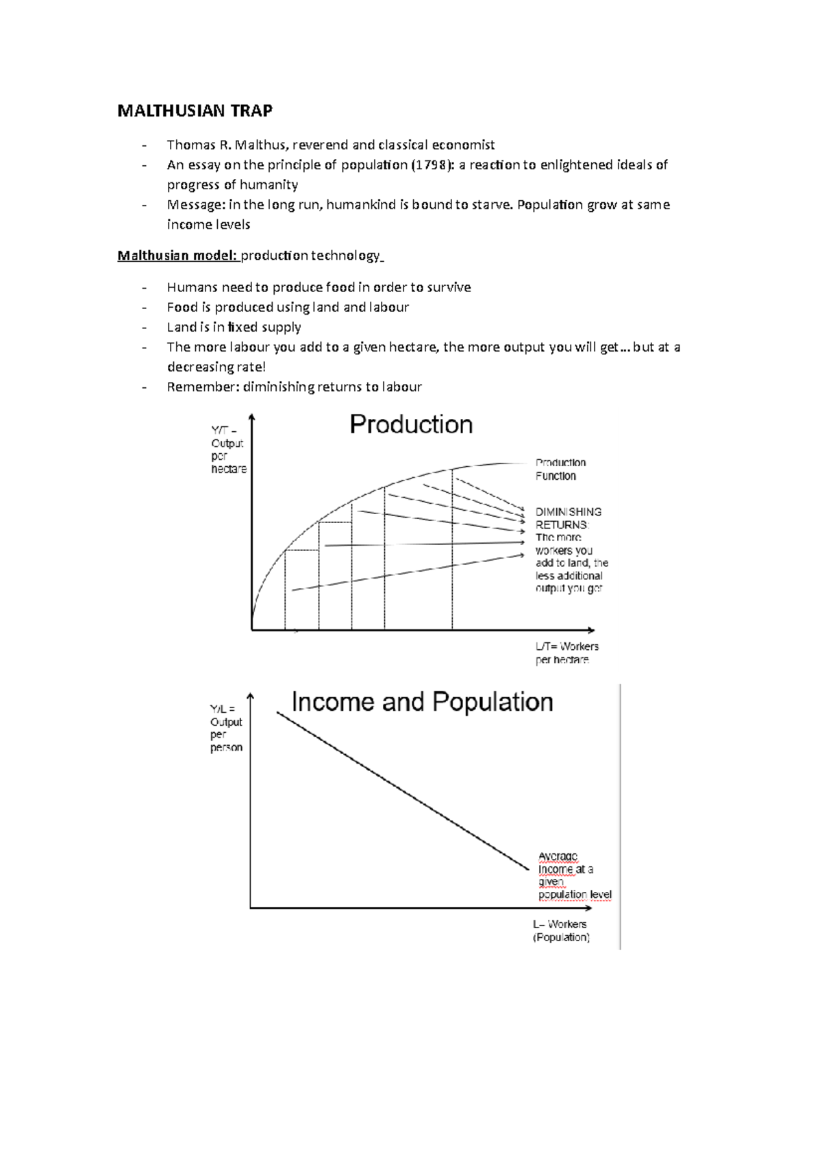 Chapter 2 - Apuntes 2 - MALTHUSIAN TRAP - Thomas R. Malthus, reverend ...