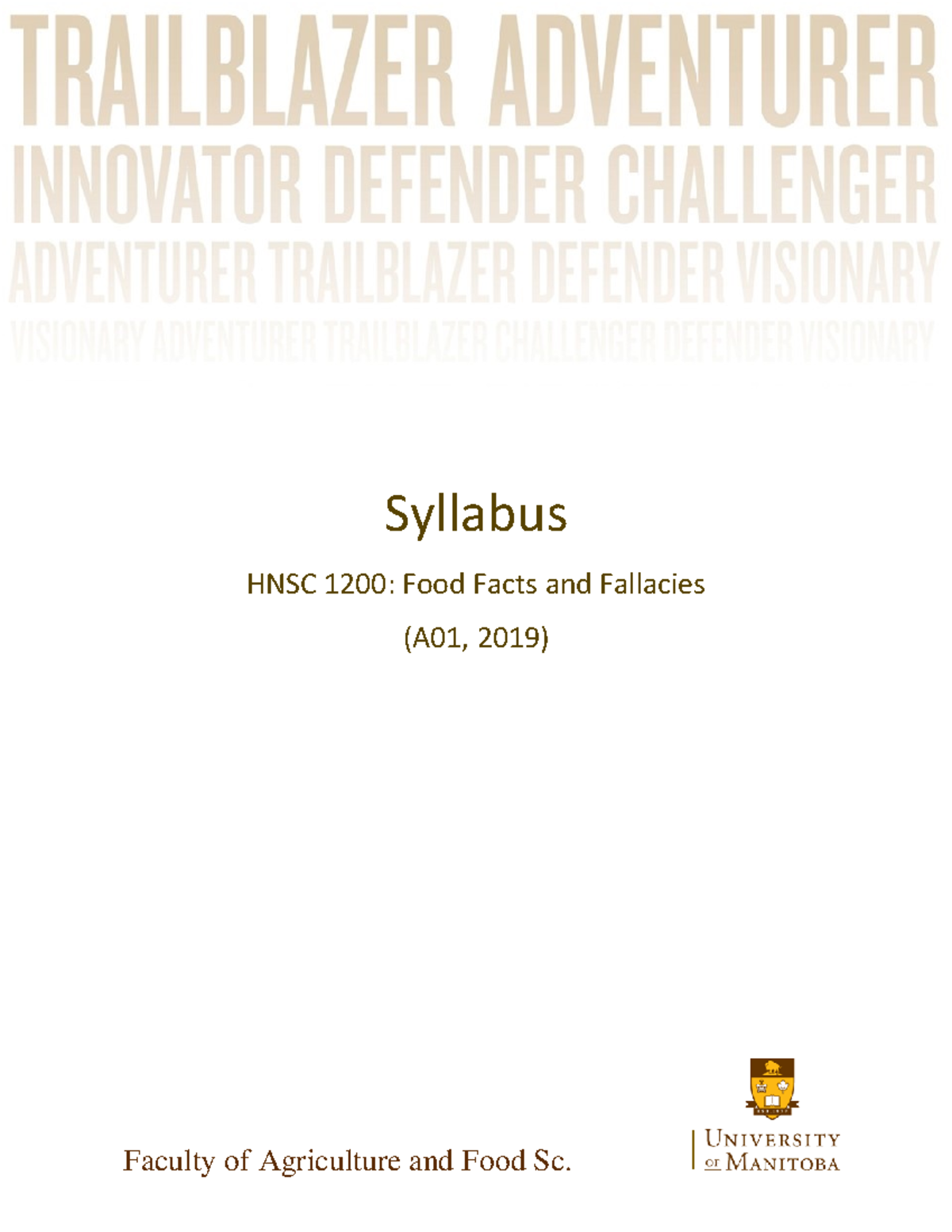 HNSC1200 - Course outline - Faculty of Agriculture and Food Sc ...