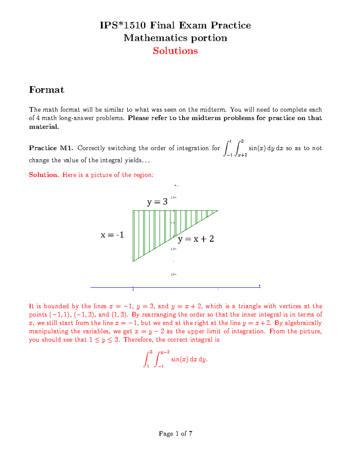 IPS1510 math final practice solutions - IPS*1510 Final Exam Practice ...