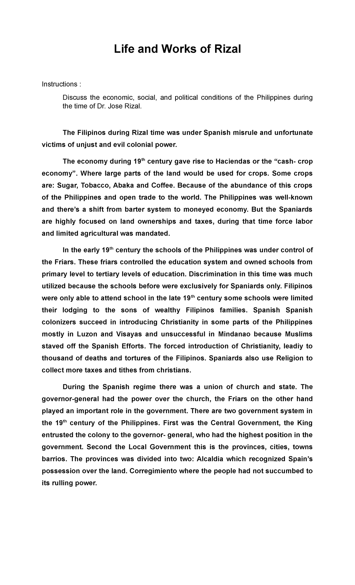 Life and Works of Rizal - Study Guide - Life and Works of Rizal ...