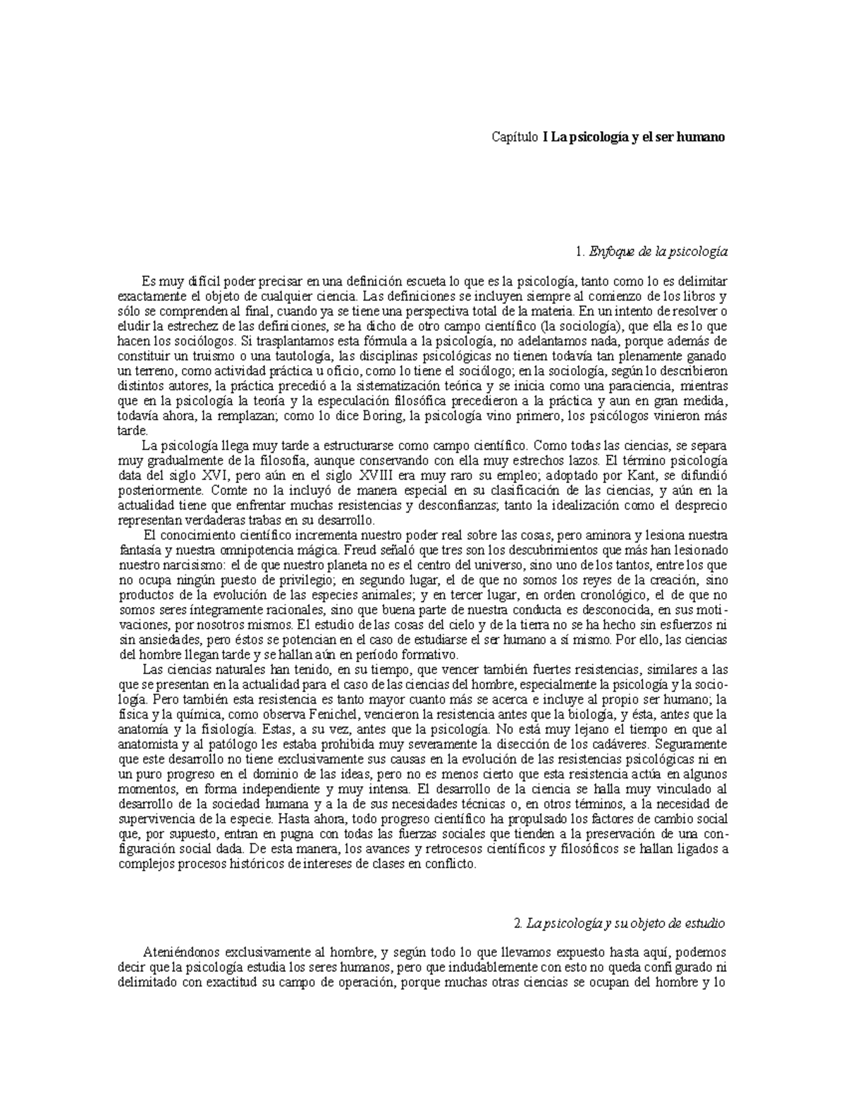 3 Bleger-3 - resumen de bleger - Capítulo I La psicología y el ser ...