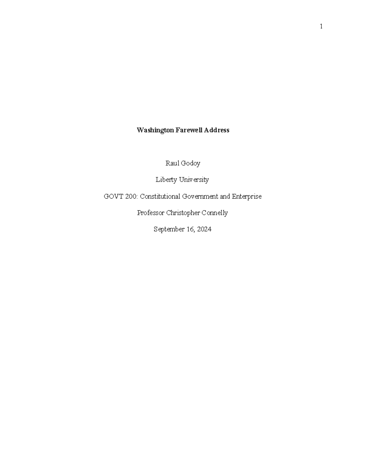 Farewell Letter Analysis - Washington Farewell Address Raul Godoy ...