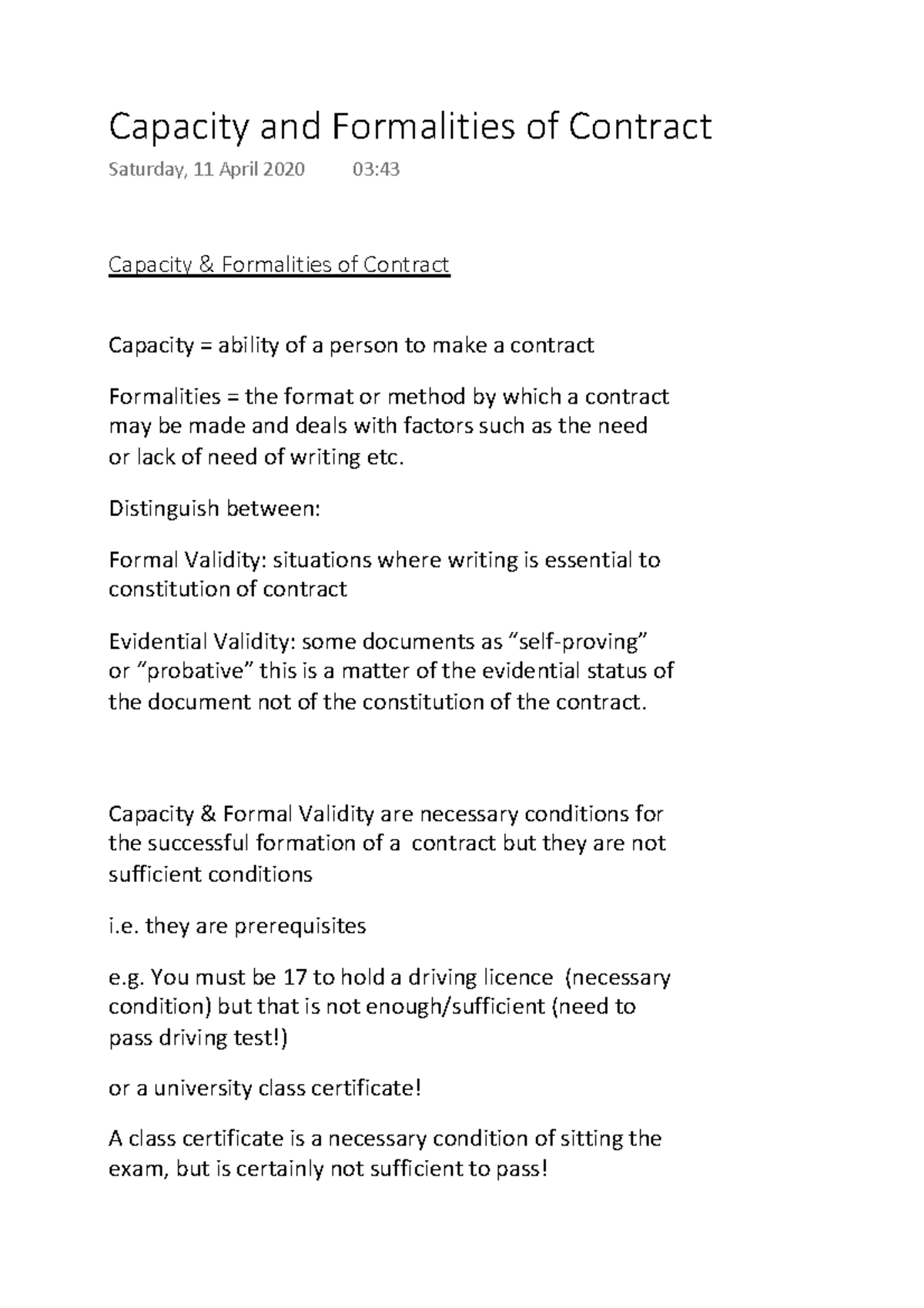 Capacity and Formalities of Contract - Capacity & Formalities of ...