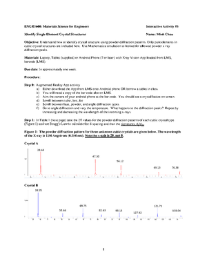 Lab #1 Report - Minh Chau Professor Palermo Materials Science: Engineering 1600 31 January 2020 ...
