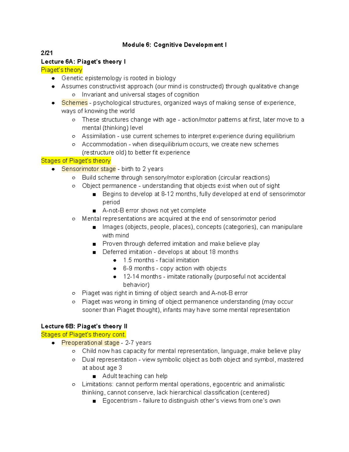 Module 6 Psyc 2300 Dr Karen Bartsch Spring 2022 Online Asynchronous Module 6 Cognitive