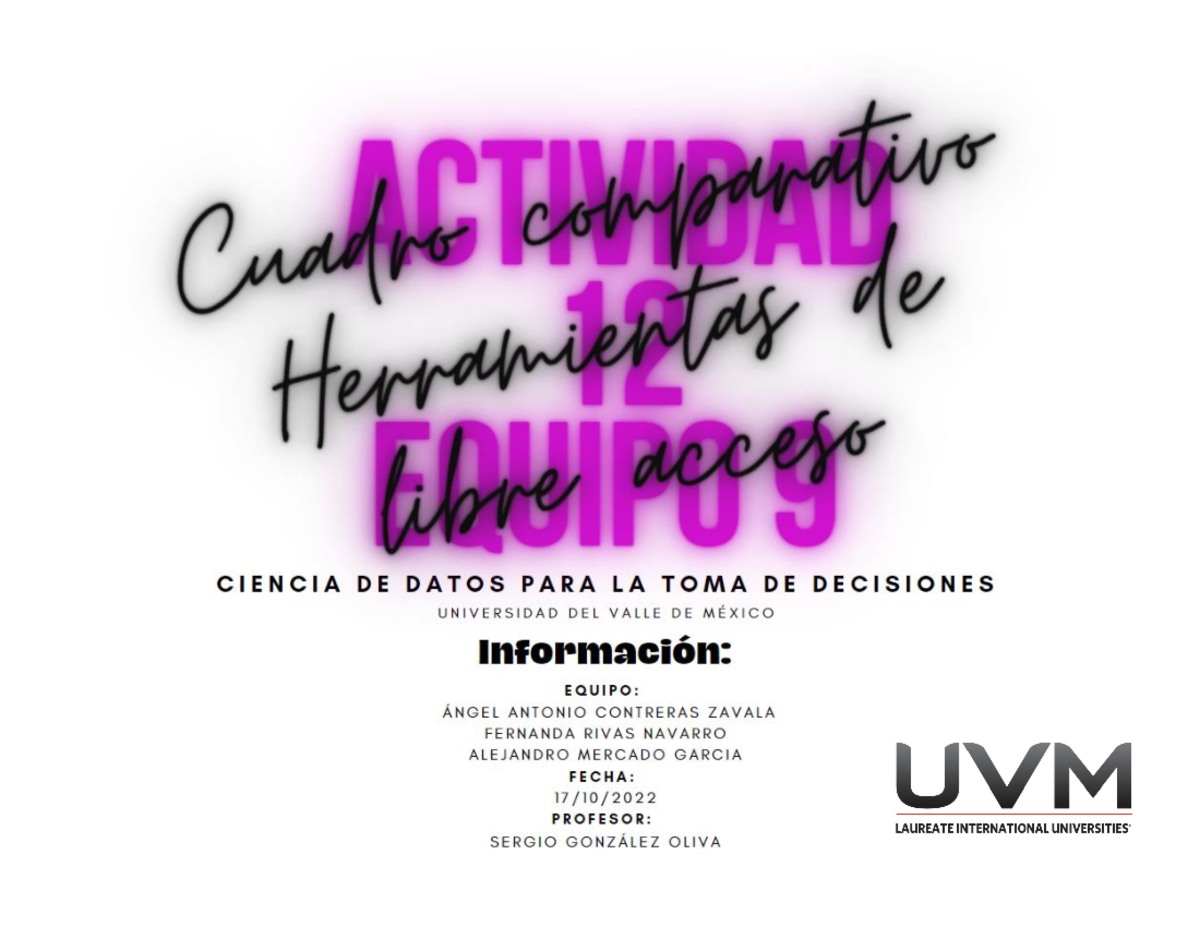 A12 E9 Cuadro comparativo. Herramientas de libre acceso - Con base en ...