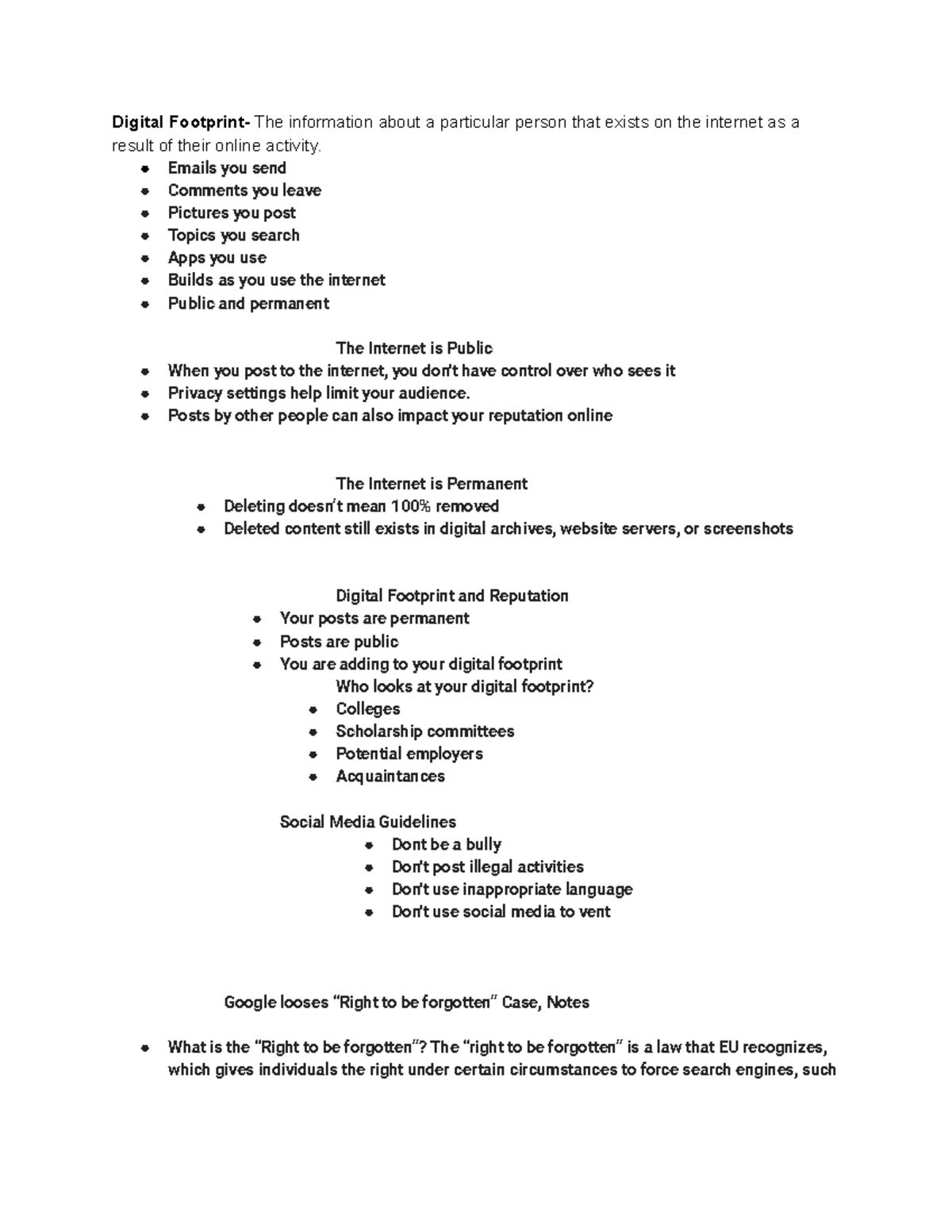 Computer Science Notes (Digital Cit - Digital Footprint- The ...