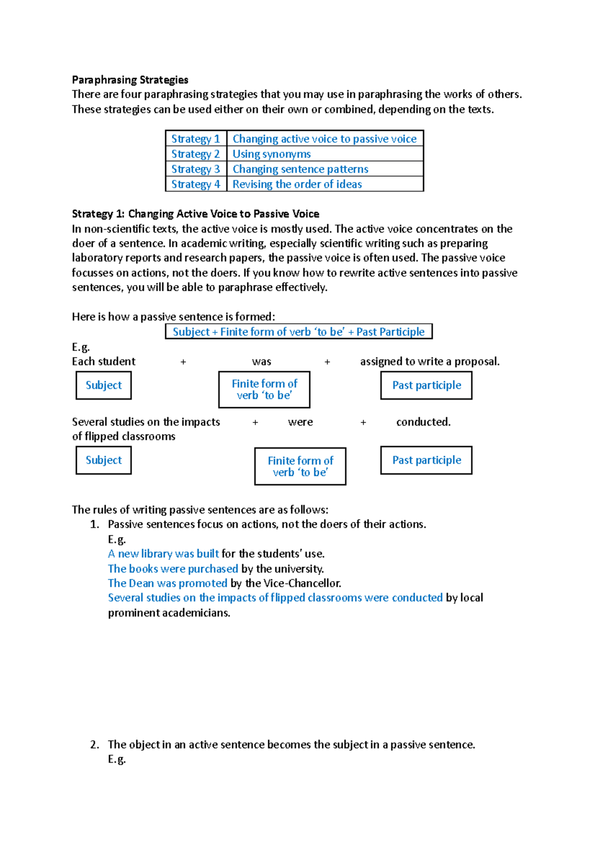 LEED 1301 Paraphrasing Strategies Answers - Paraphrasing Strategies ...
