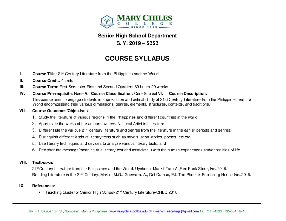 Pdfcoffee - as the - Senior High School Department S. Y. 2019 – 2020 ...