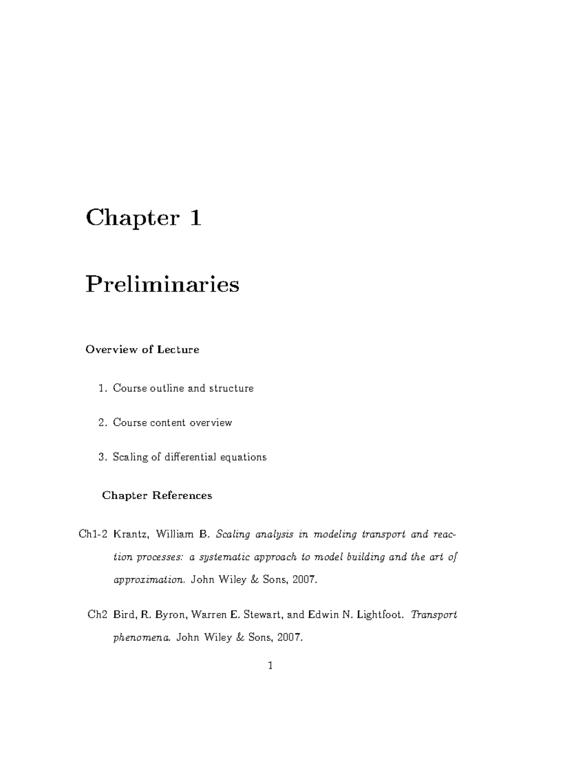 01 preliminaries - lec 1 - Chapter 1 Preliminaries Overview of Lecture ...
