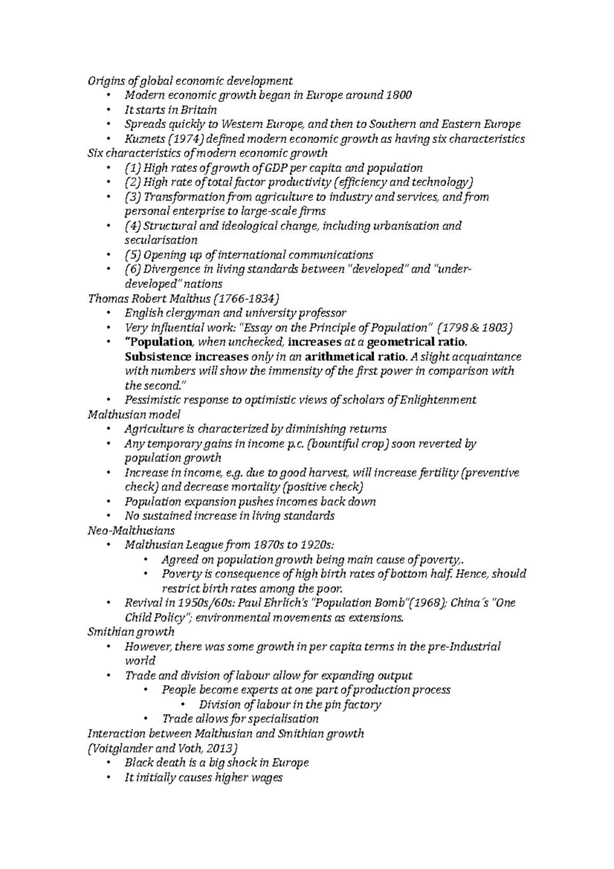 Historia economica - apuntes - Origins of global economic development ...