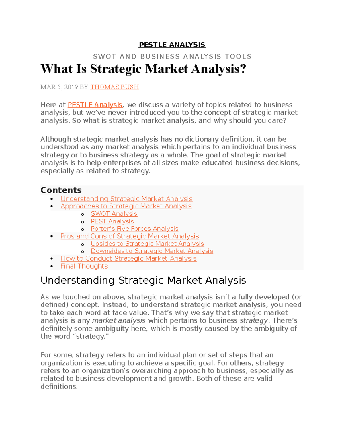 Strategic-Market-Analysis Module 4 - PESTLE ANALYSIS S W O T A N D B U ...