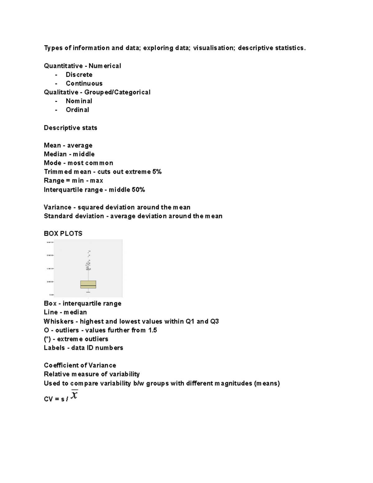 BSNS 112 Exam summary - Types of information and data; exploring data; visualisation ...