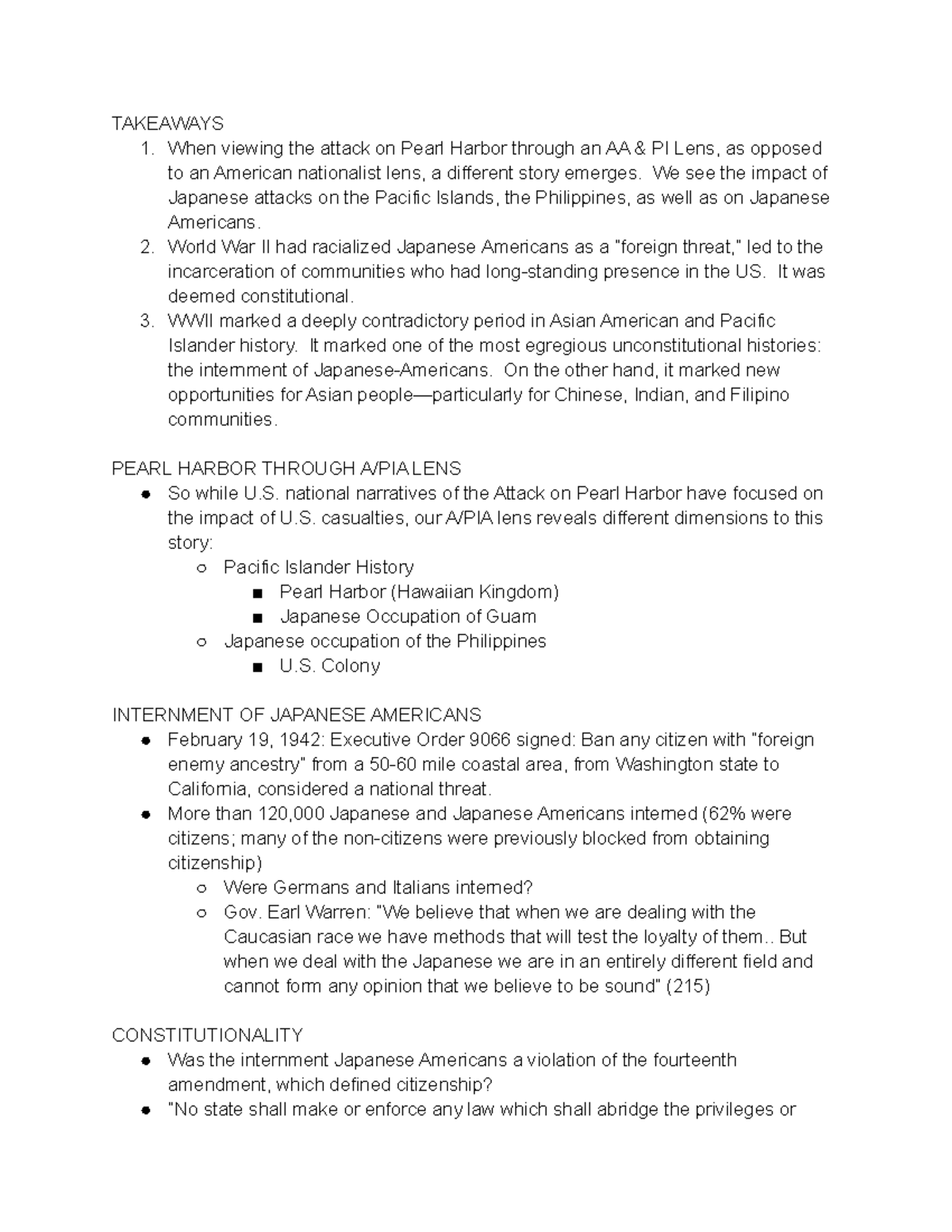 Class #10 AA +PIs in WWII - TAKEAWAYS When viewing the attack on Pearl ...