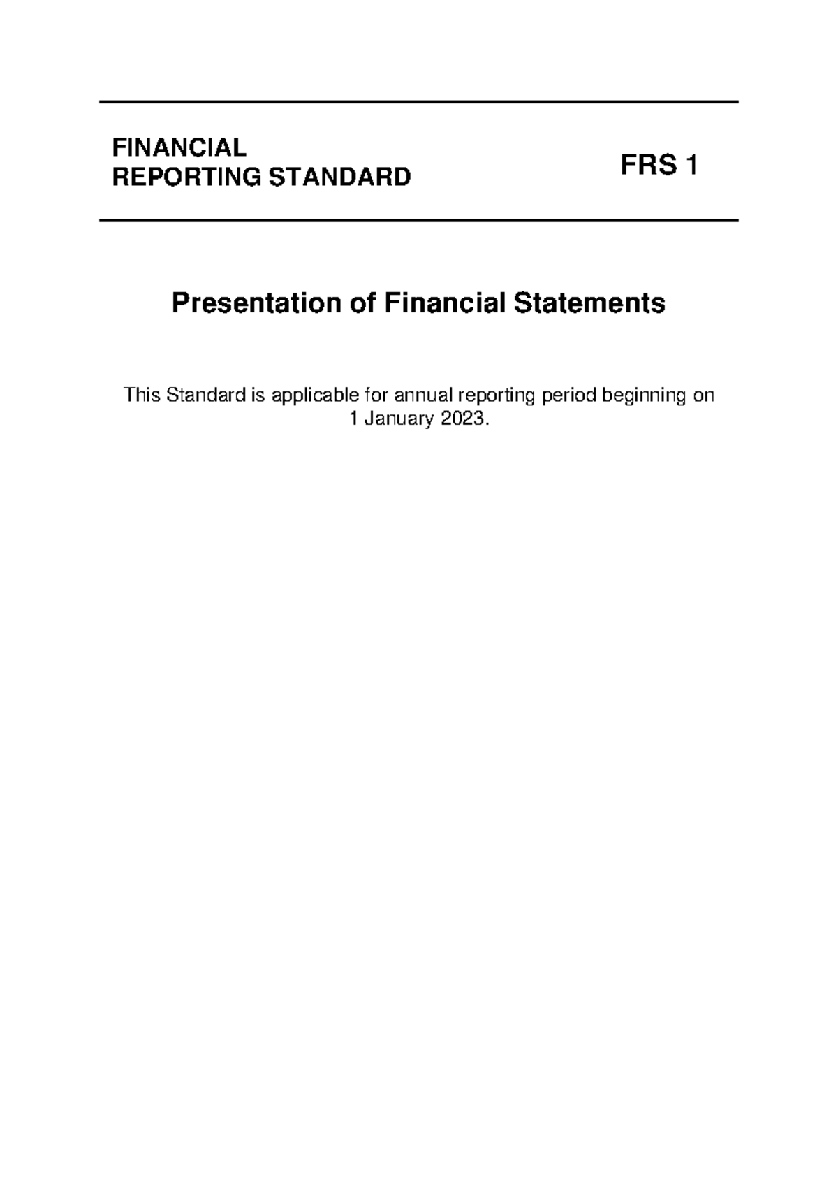 Financial Reporting Standard - Presentation of Financial Statements ...