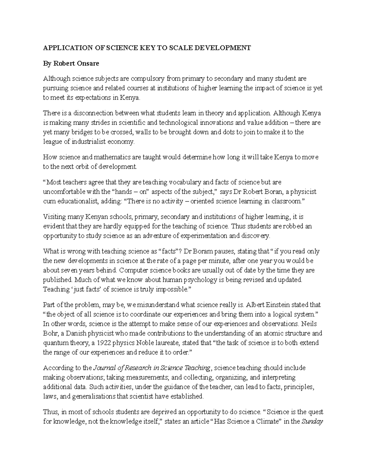 Application OF Science KEY TO Scale Development - APPLICATION OF ...