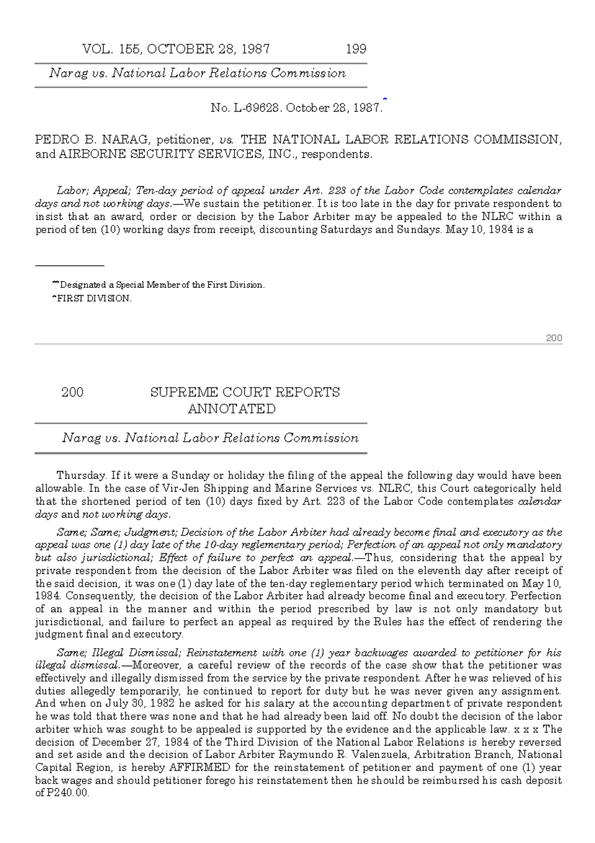 9. Narag vs. NLRC, G.R. No. L-58011-12, October 28, 1987 - VOL. 155 ...