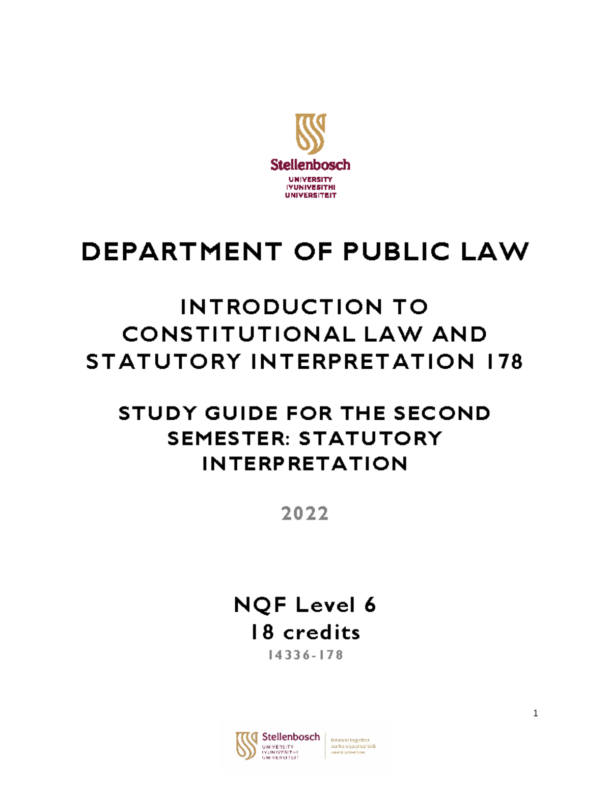 Intro Con Law Stat Int Study guide second semester - DEPARTMENT OF ...