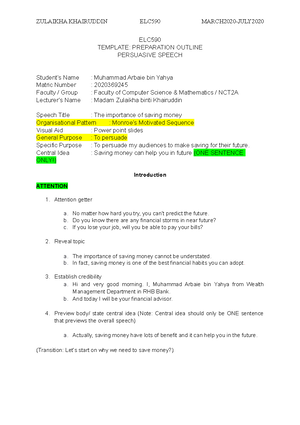 ELC590 PS Outline ( Importance OF Sunscreen) - ELC SAMPLE PREPARATION ...