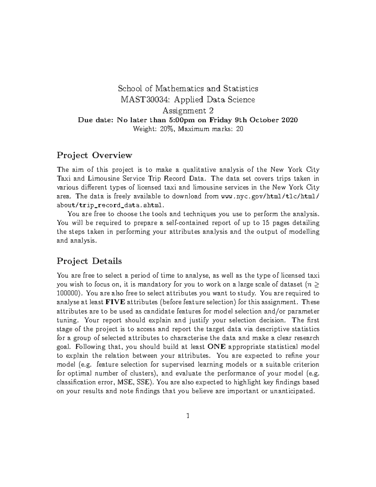 Assignment 2 - School of Mathematics and Statistics MAST30034: Applied ...