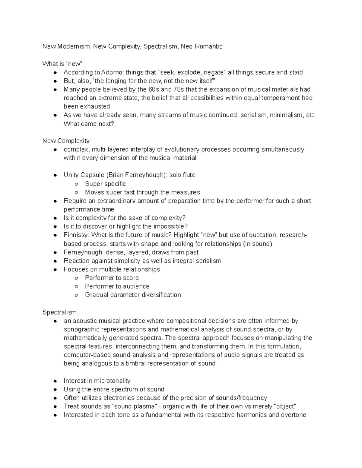 Lecture 18 New Modernity - New Modernism: New Complexity, Spectralism ...
