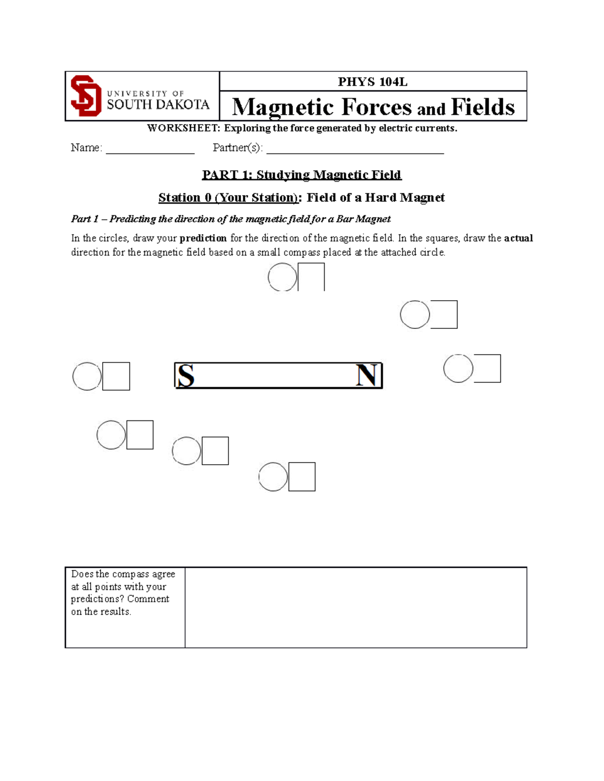 104L - 6 Worksheet Magnetic Forces and Fields ver S2023 - PHYS 104L ...