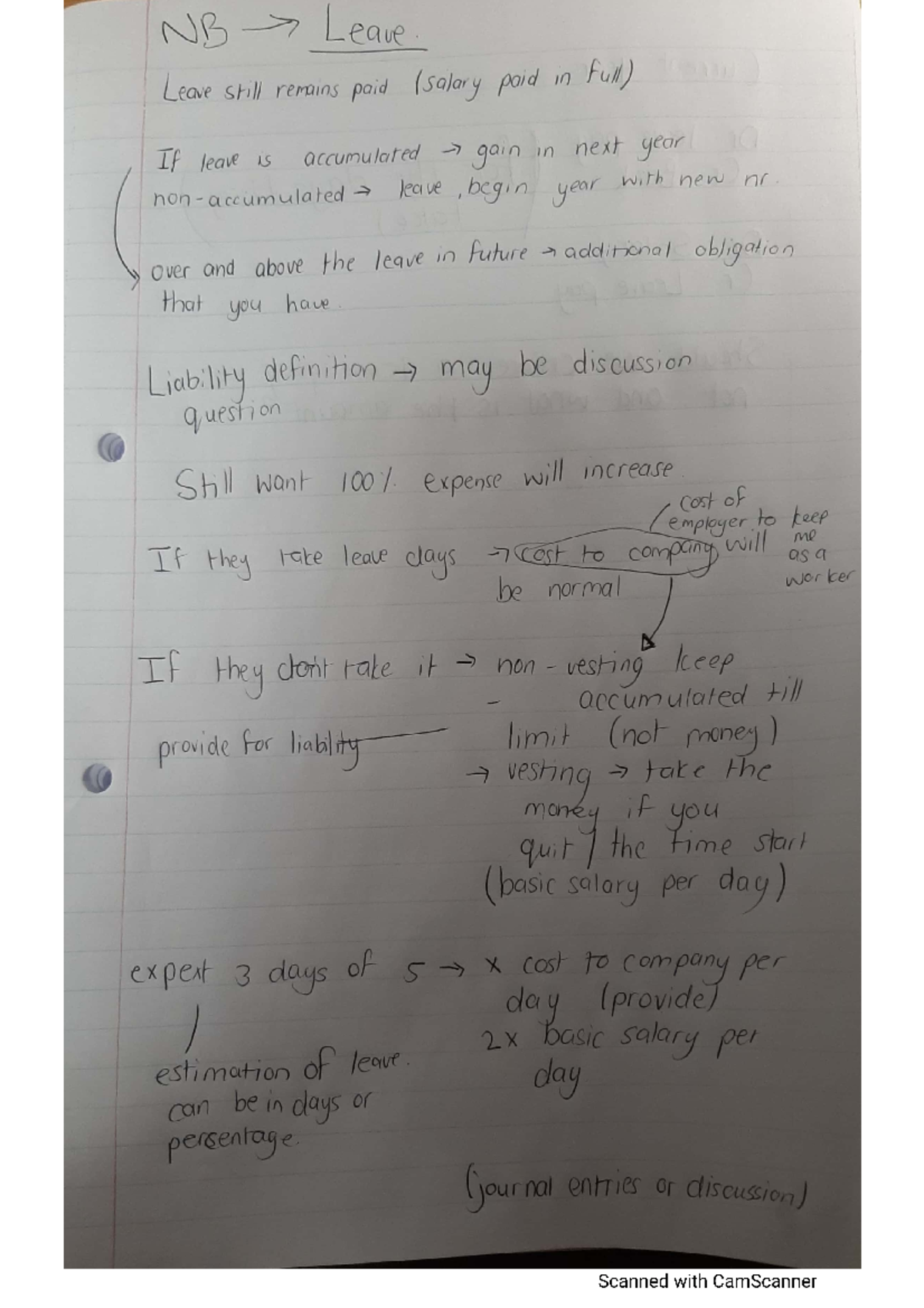 Leave pay employee benefits - ACCC 272 - Studocu