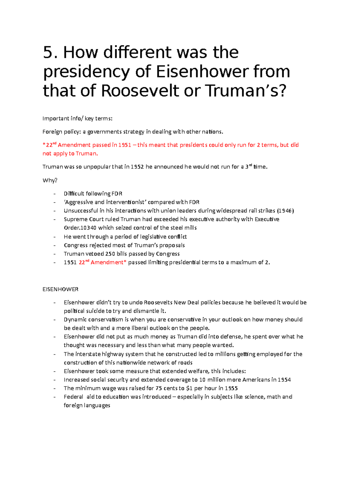 5 How different was the presidency of Eisenhower from that of Roosevelt ...