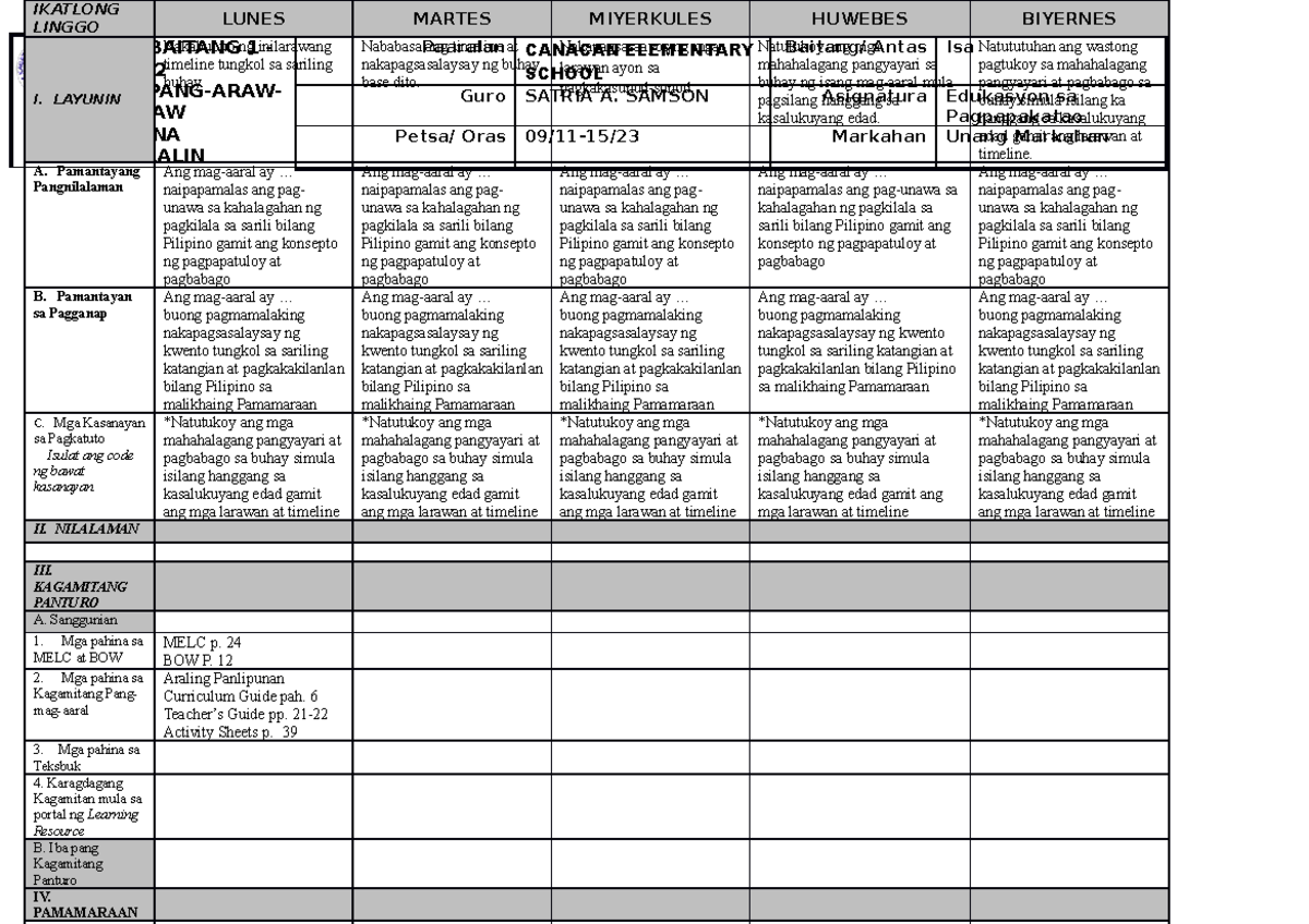 1st Q AP 1 WEEK 3 - lesson plan - BAITANG 1 - 12 PANG-ARAW- ARAW NA ...