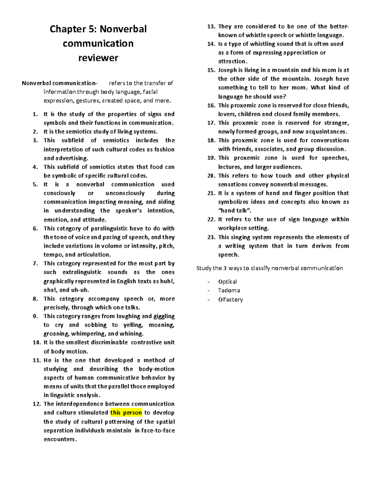 Chapter-5 - Helpful for everyone - Chapter 5: Nonverbal communication ...