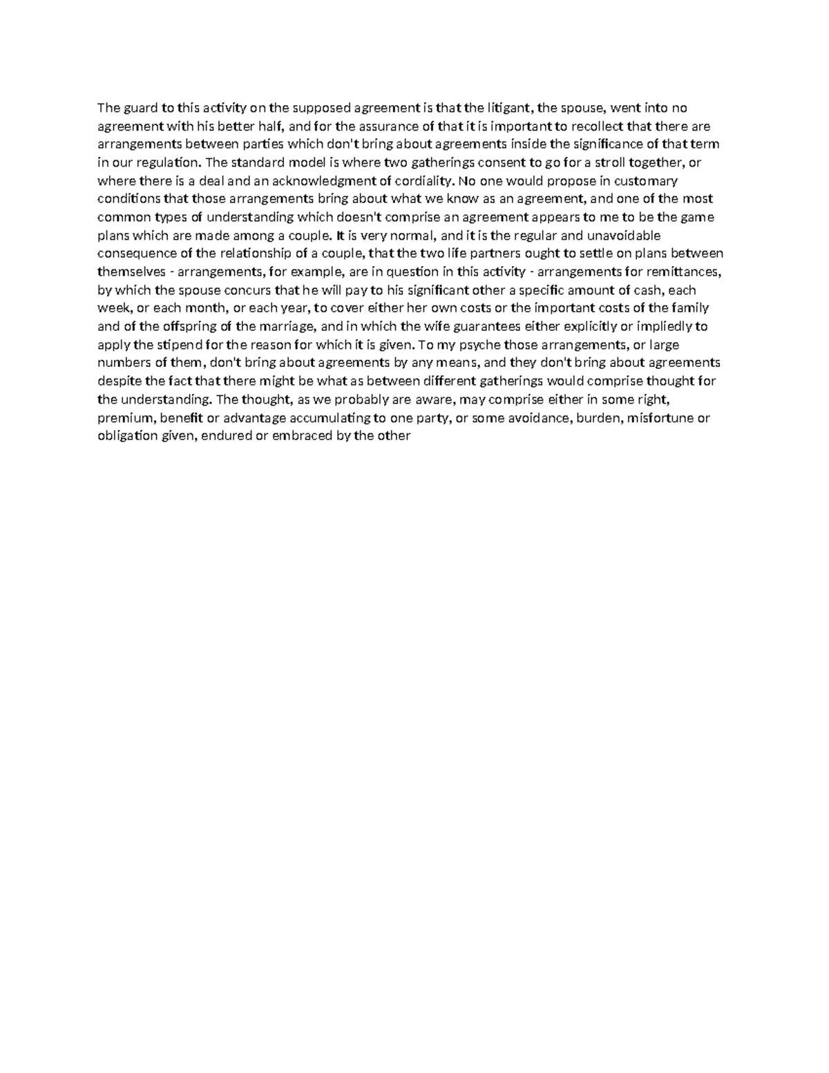 Balfour vs Balfour 8 - Summary Law of Contract - The guard to this activity on the supposed ...