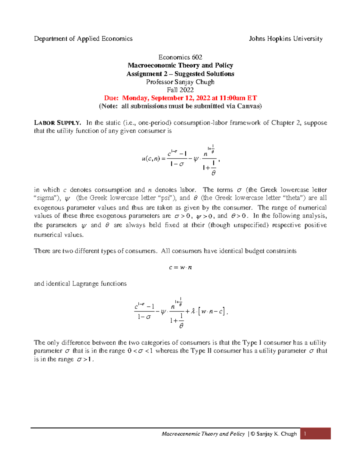 Assignment 2 - Solutions - Department of Applied Economics Johns ...