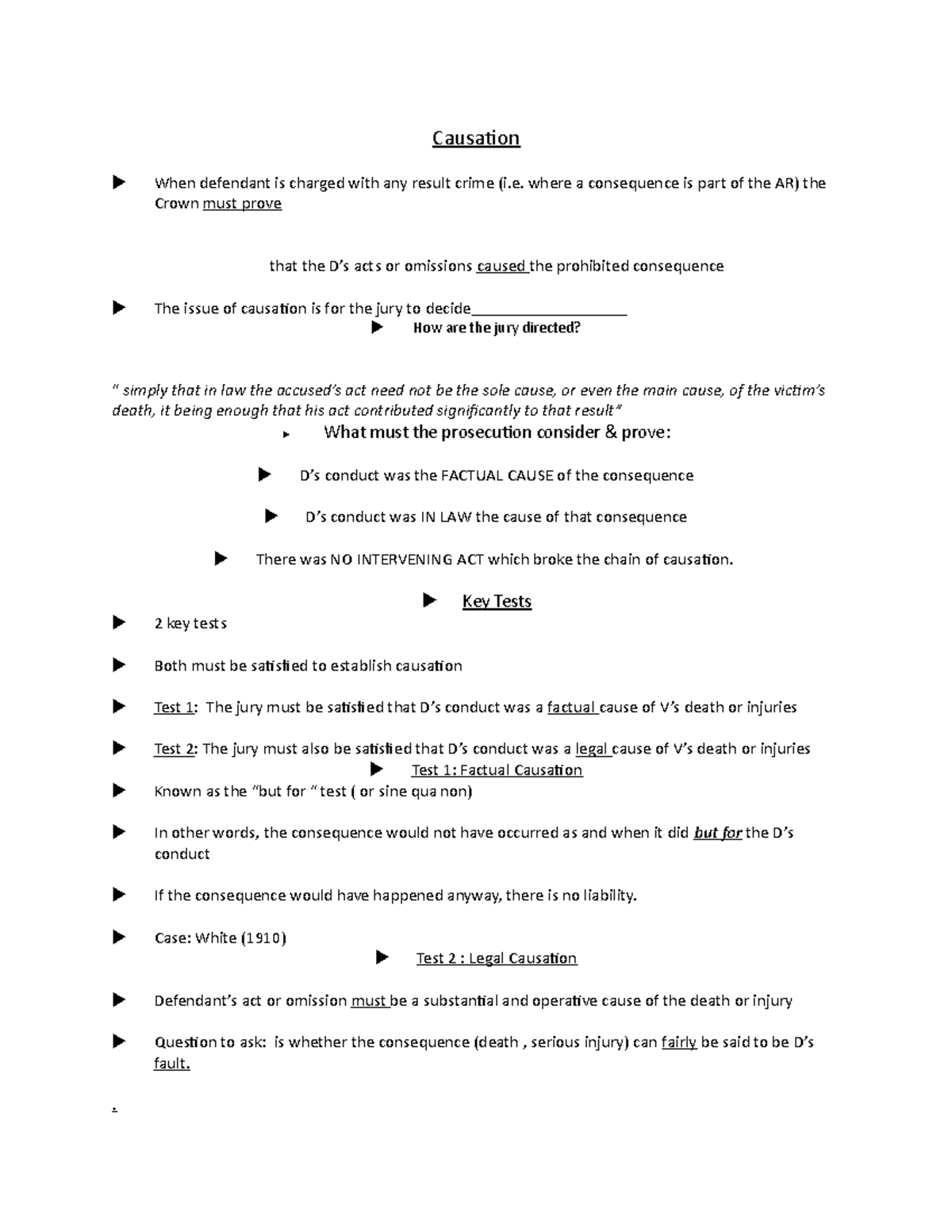 Causation - Causation When defendant is charged with any result crime ...