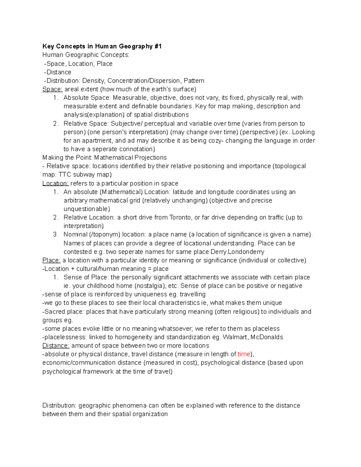Human Geography Lecture Notes All Key Concepts In Human Geography