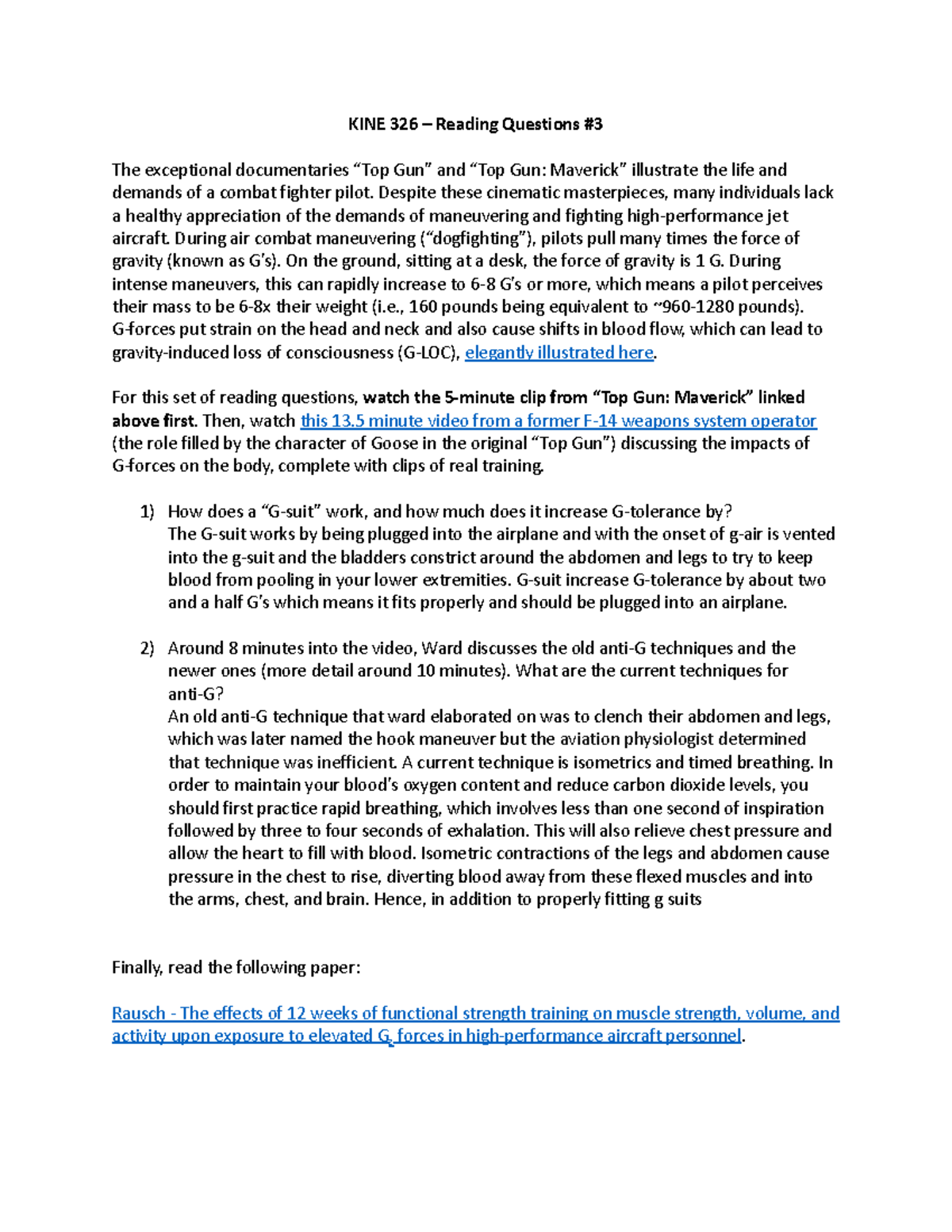 KINE 326 Reading Questions 3 G-LOC - KINE 326 – Reading Questions # The exceptional ...