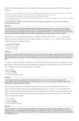 Psychological review notes introduction - Psych Assessment [5-25 ...