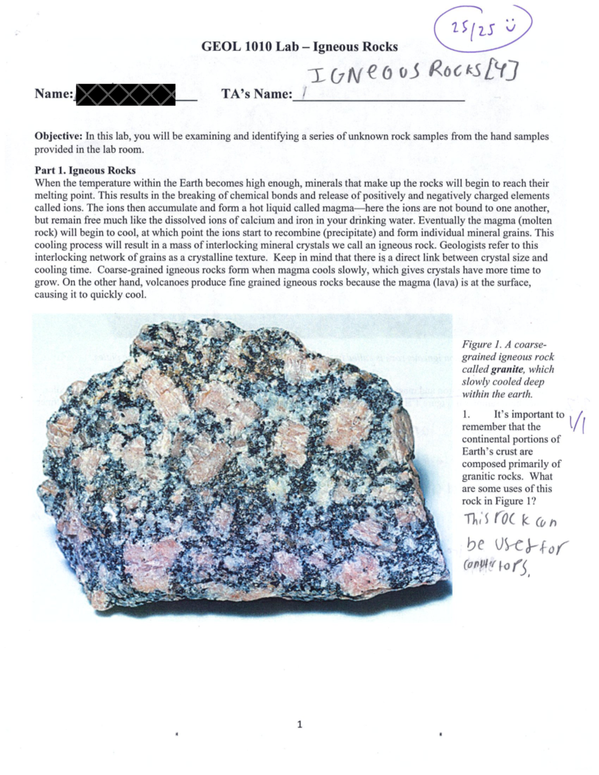 Igneous Rocks - GEOL 1010-100 - Studocu