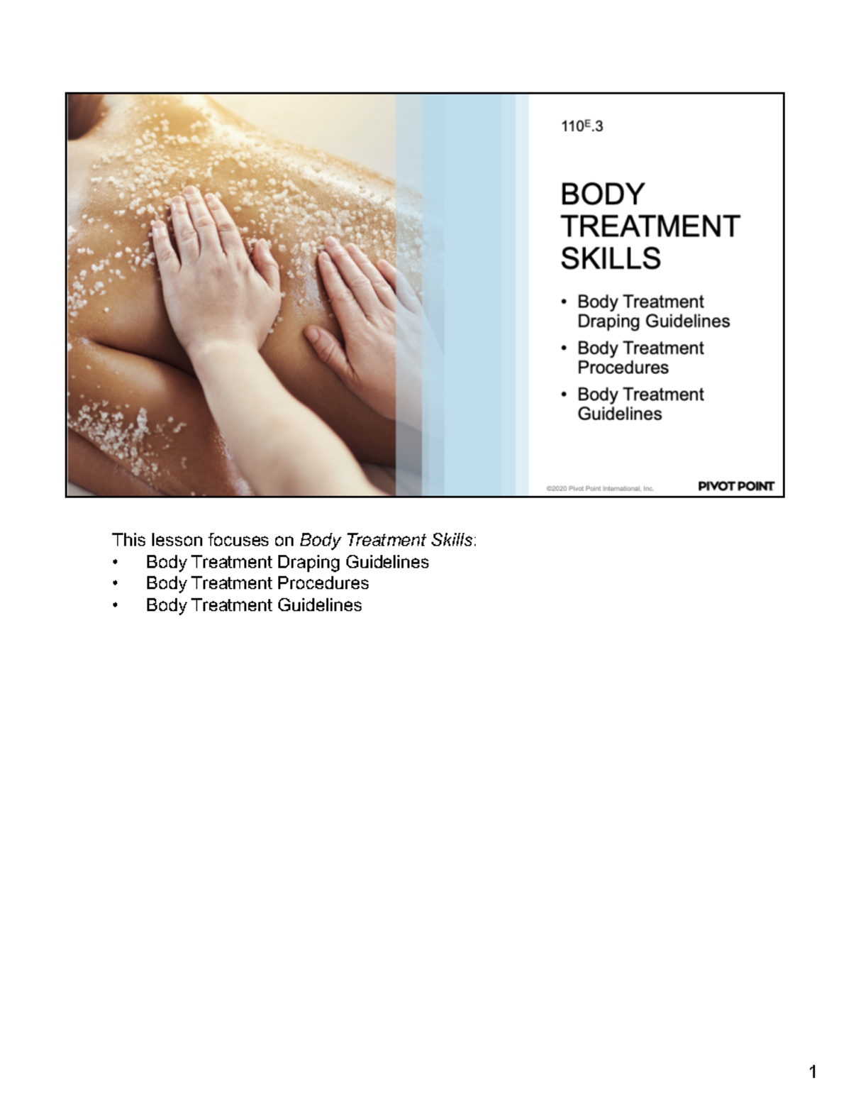 110E 03 Study Slides - This lesson focuses on Body Treatment Skills ...