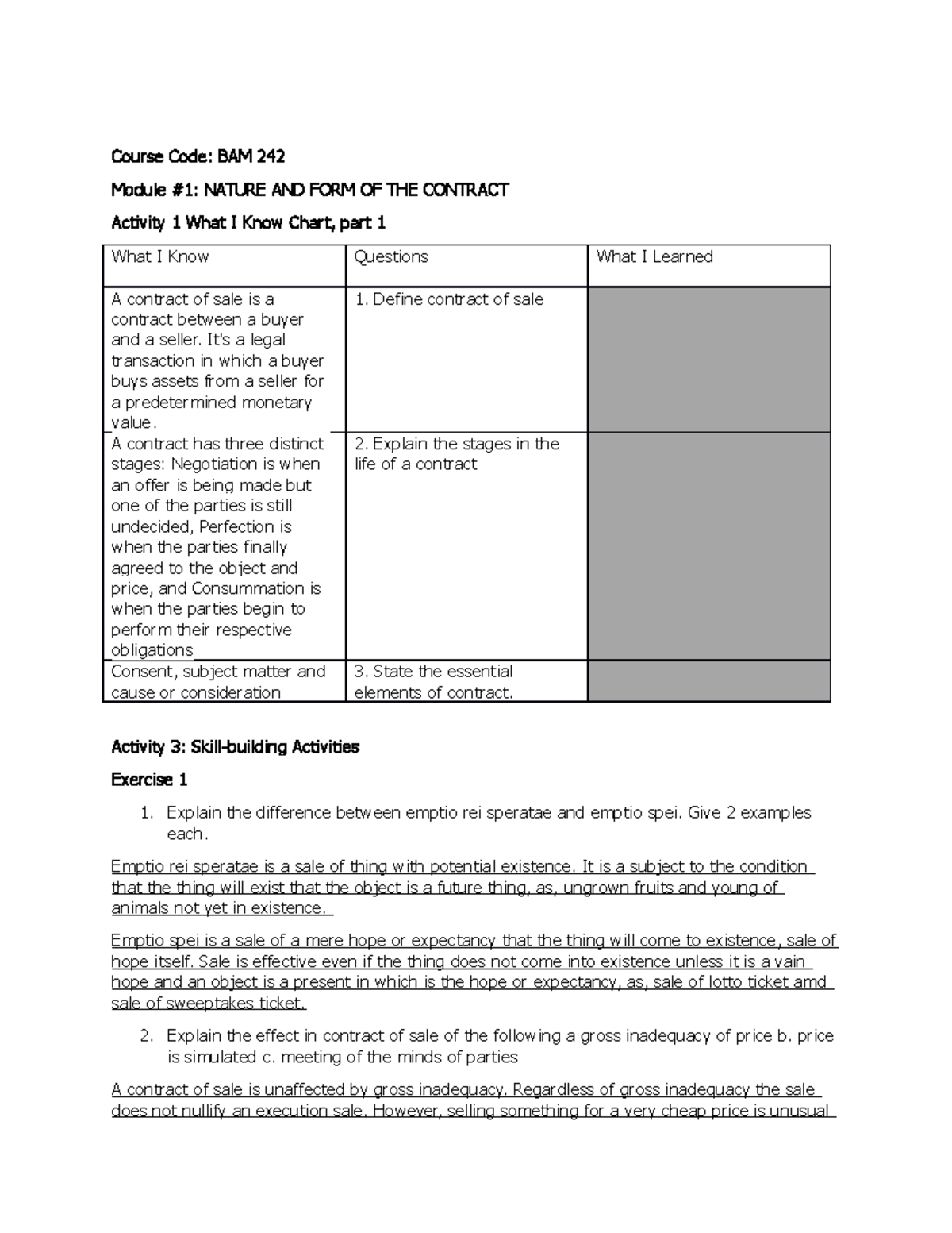 Module 1-8 - Course Code: BAM 242 Module #1: NATURE AND FORM OF THE ...