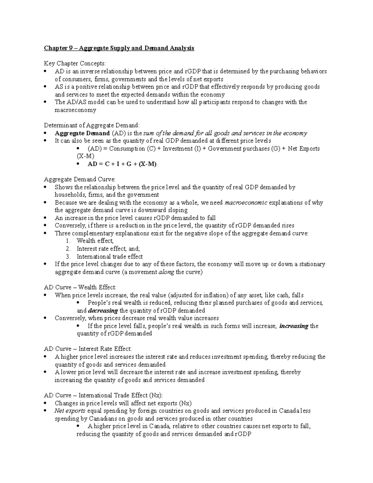 Chapter 9 – Aggregate Supply and Demand Analysis - Chapter 9 ...