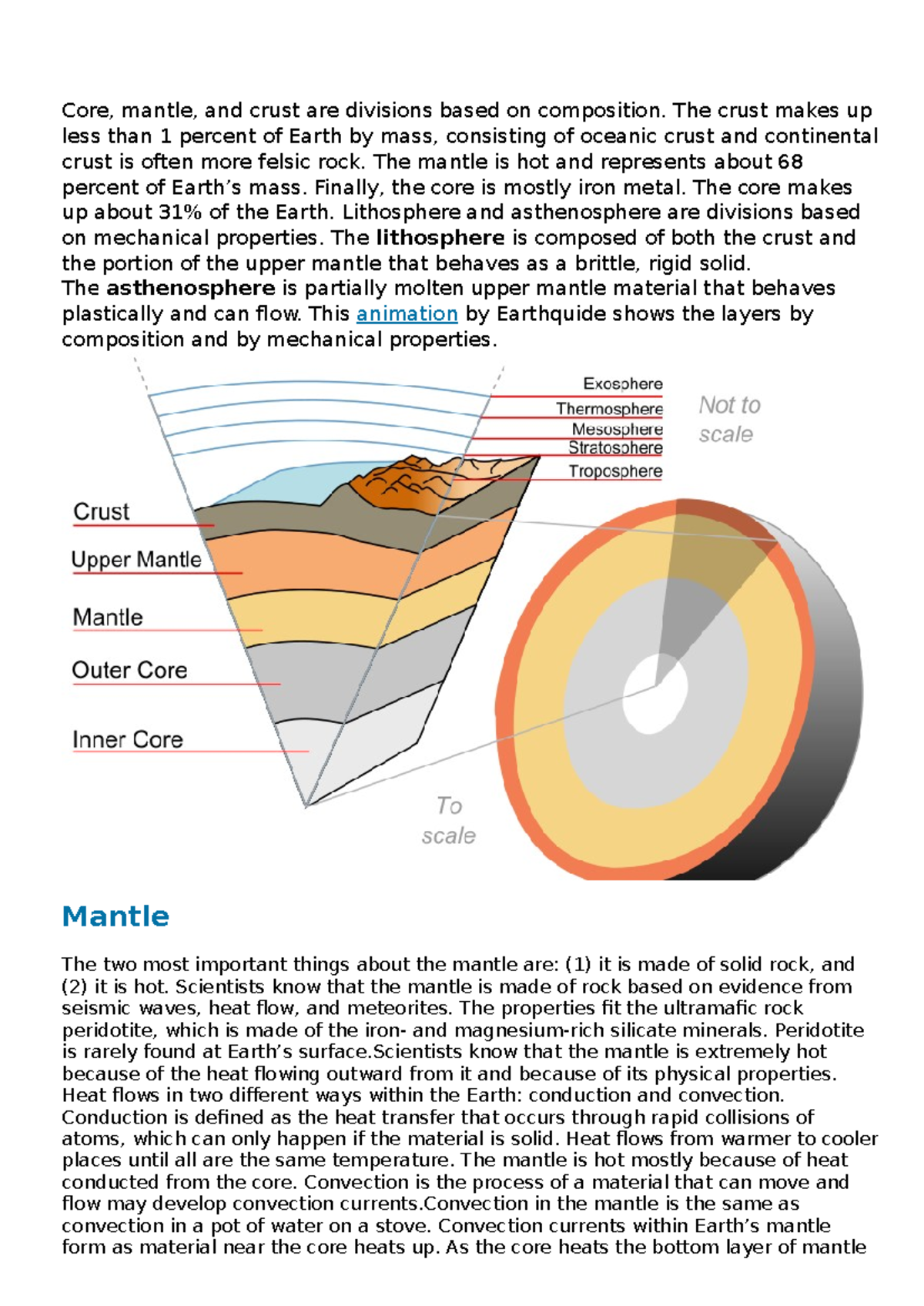 Earths layer - Core, mantle, and crust are divisions based on ...