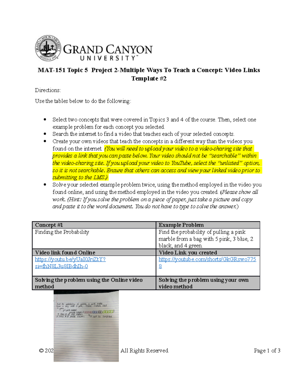 MAT-151-T5-Project 2-Multiple Ways To Teach a Concept Video Links ...