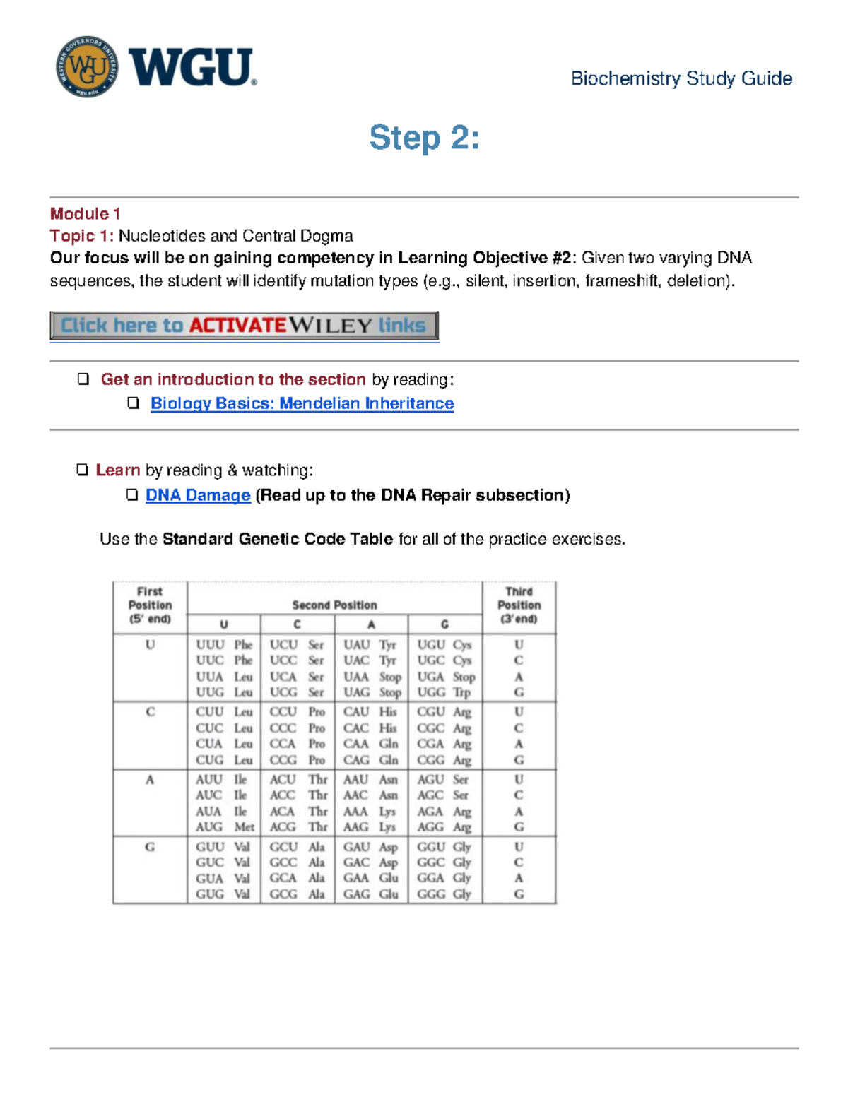 Step 2 - mutations study guide - Step 2: Biochemistry Study Guide ...