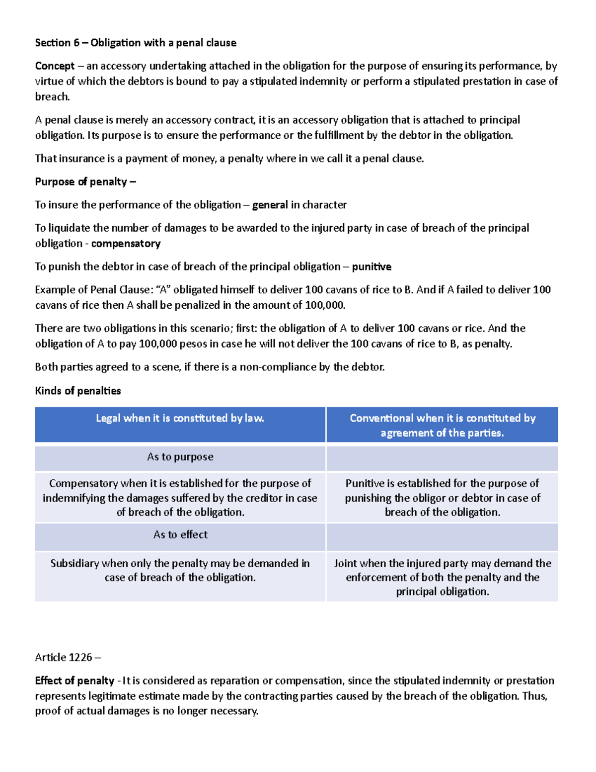 Article-1226-1249 - Oblicon art. 1226-1249 - Section 6 – Obligation ...