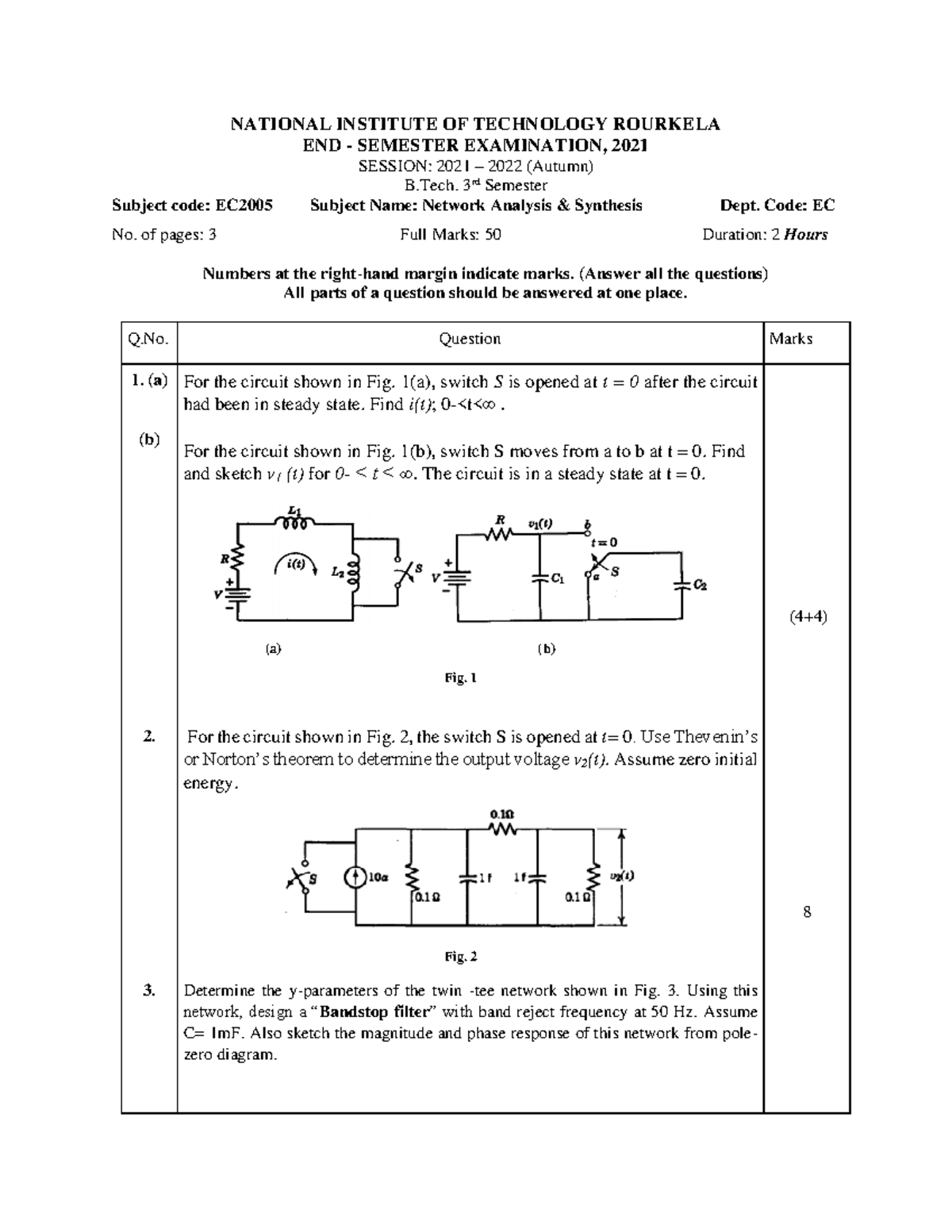 EC2005 - Question paper on nas - NATIONAL INSTITUTE OF TECHNOLOGY ...